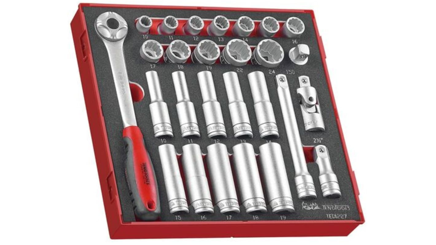 TED1227 | Teng Tools 27-Piece Metric 1/2 in Deep Socket/Standard Socket ...