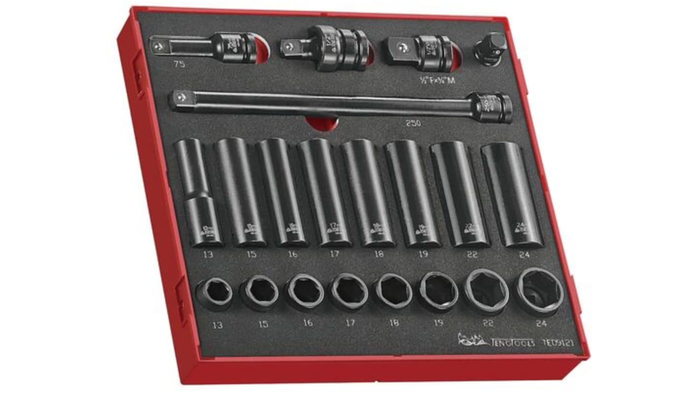 TED9121 | Teng Tools 21-Piece Metric 1/2 in Deep Impact Socket/Standard ...