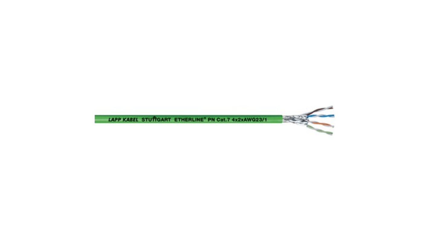 2170605 | Lapp Cat7 Ethernet Cable, Tinned Copper Braid, Green, 3.05m | RS