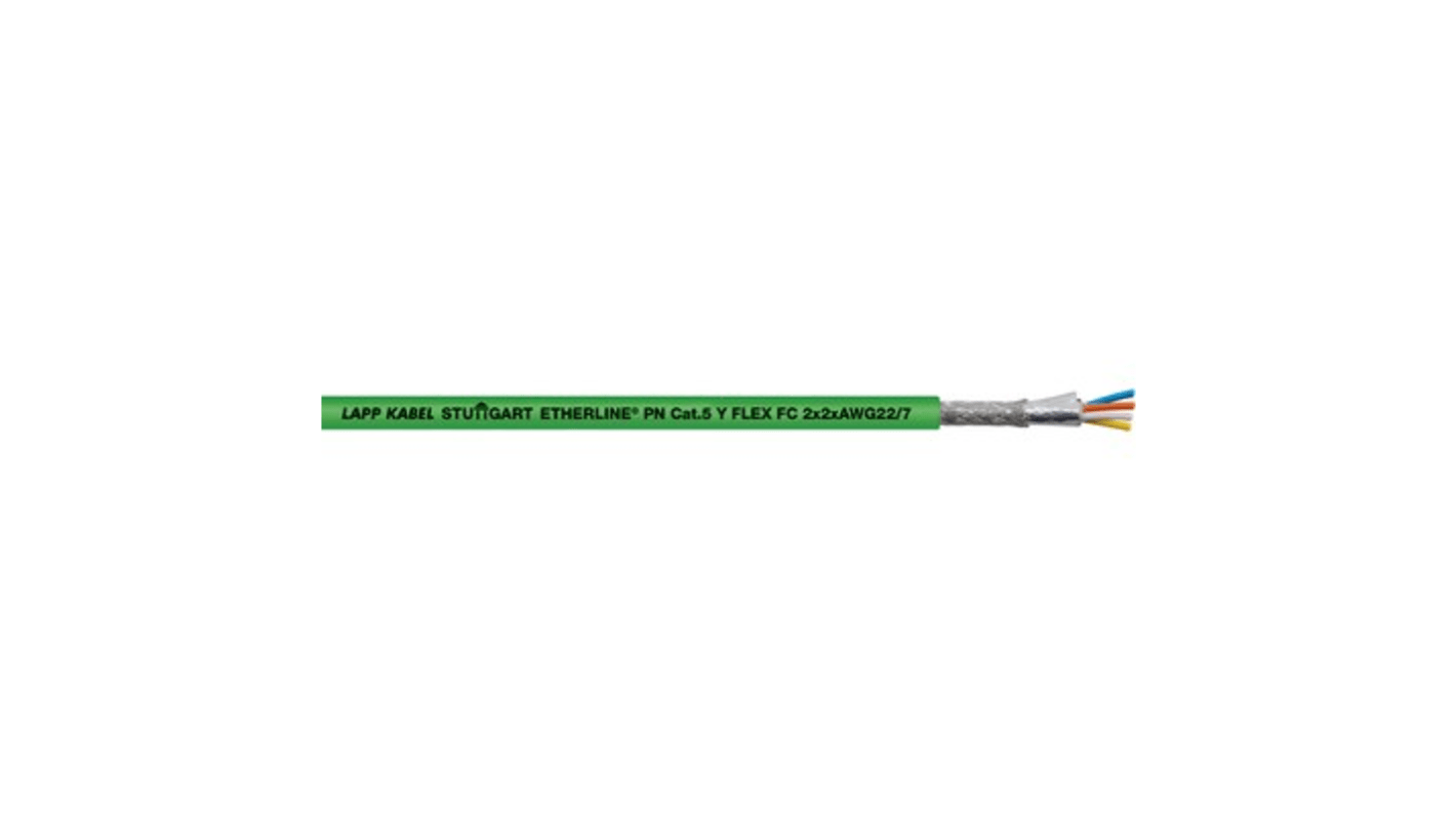 2170886 | Lapp Cat5 Ethernet Cable, Tinned Copper Braid, Green, 100m | RS