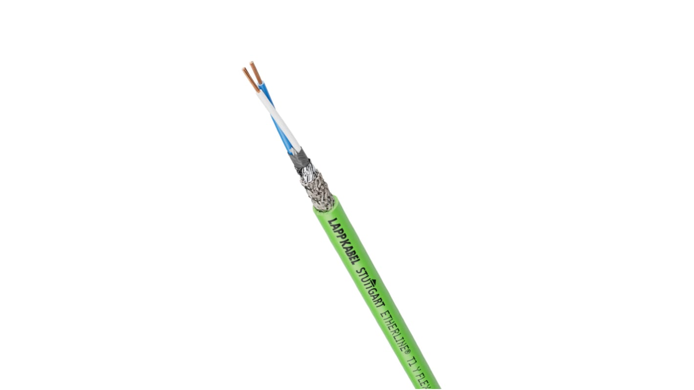 2170922 | Lapp Cat5 Ethernet Cable, Tinned Copper Braid, Green, 100m | RS