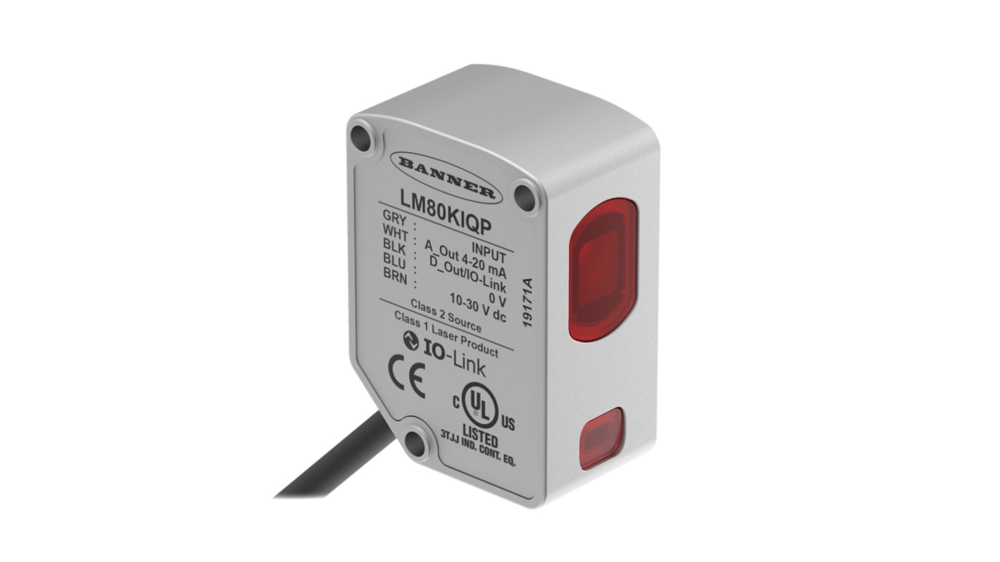 LM80KIQP | Banner Background Suppression Distance Sensor, Block Sensor, 40-80 mm Detection Range ...