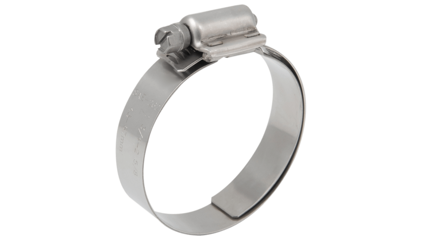 RS PRO Stainless Steel Slotted Hex Hose Clip, 16mm Band Width, 197 → ...