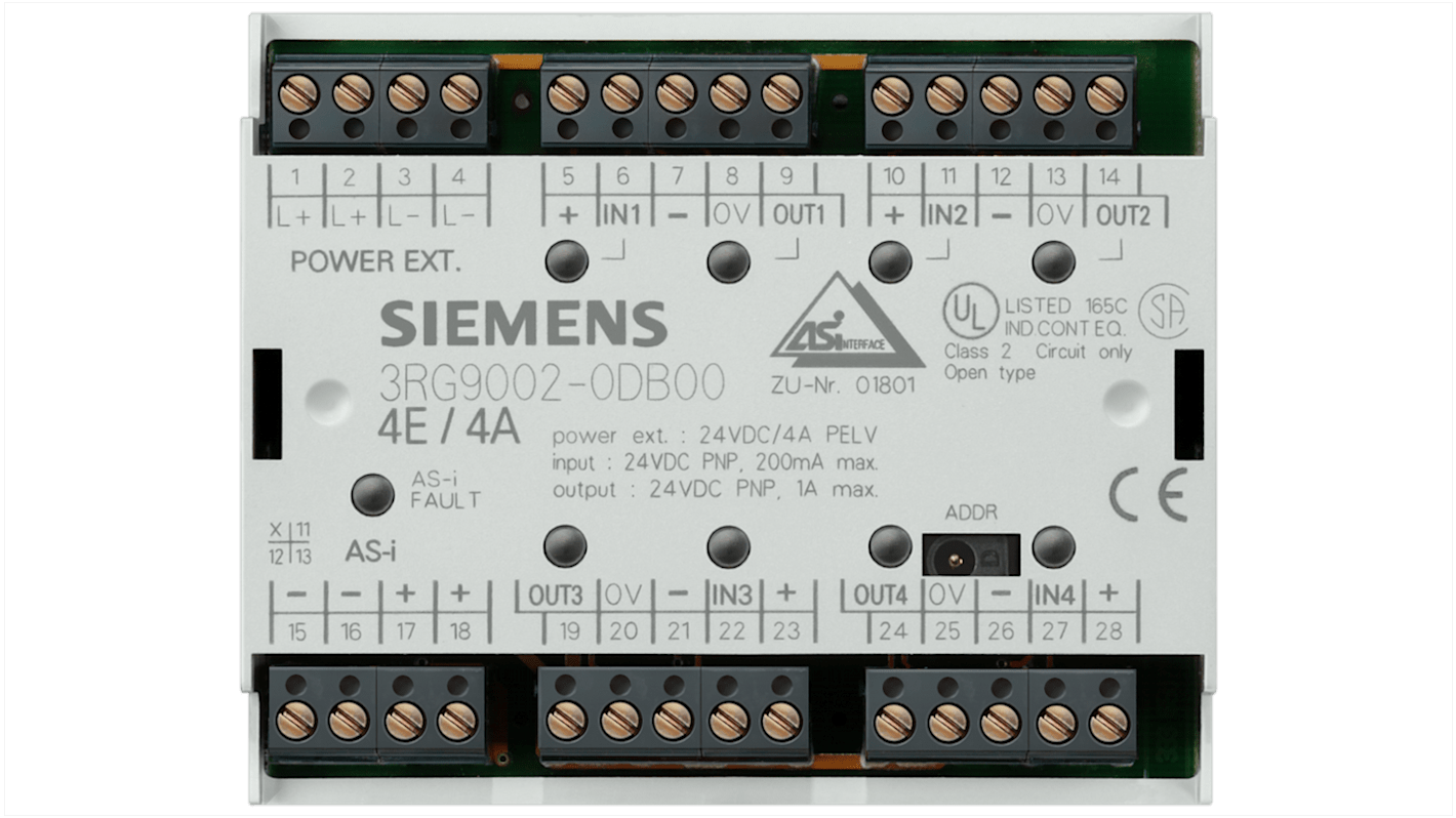 3RG90020DC00 | Siemens F90 Series Input/Output Module, 4 Inputs, 4 ...