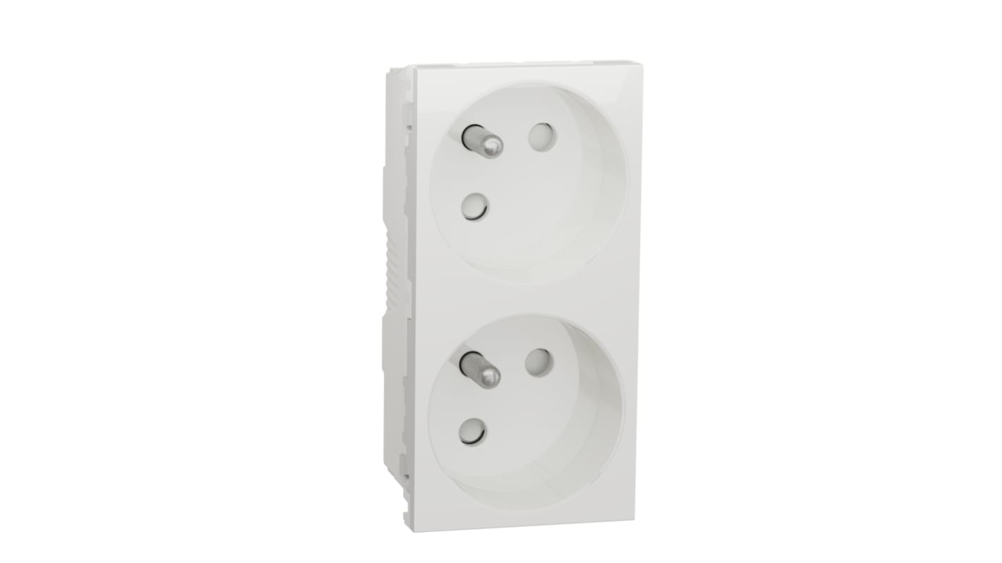 NU306918 | Schneider Electric White 2 Gang Power Socket, 2 Poles, 16A ...