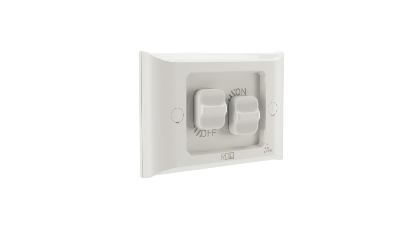 RWLF770/2MG | HPM Grey Weatherproof Switch, 1 Way, 2 Gang, RWLF770 | RS