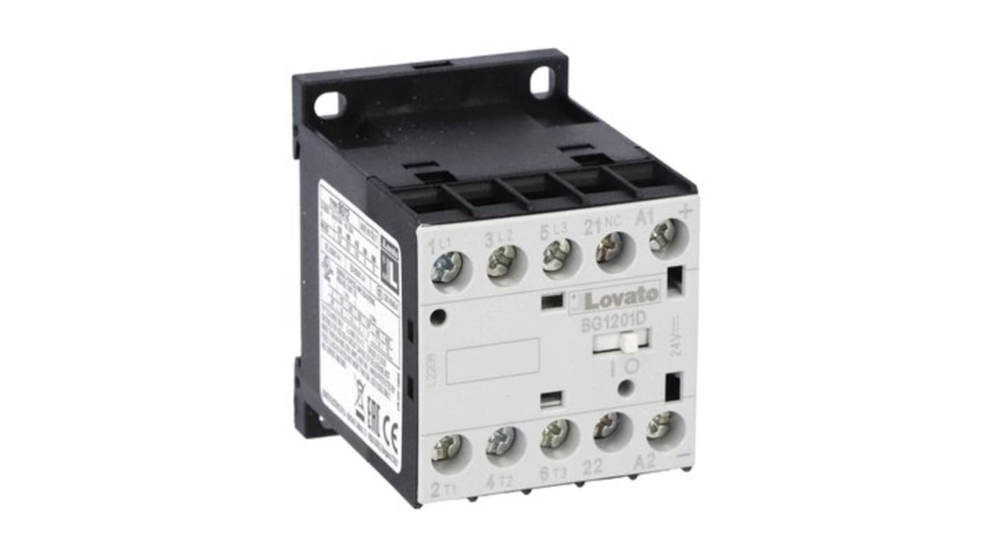 11BG1201D110 | Lovato BG12 Contactor, 110 V Coil, 3-Pole, 12 A, 5 kW ...