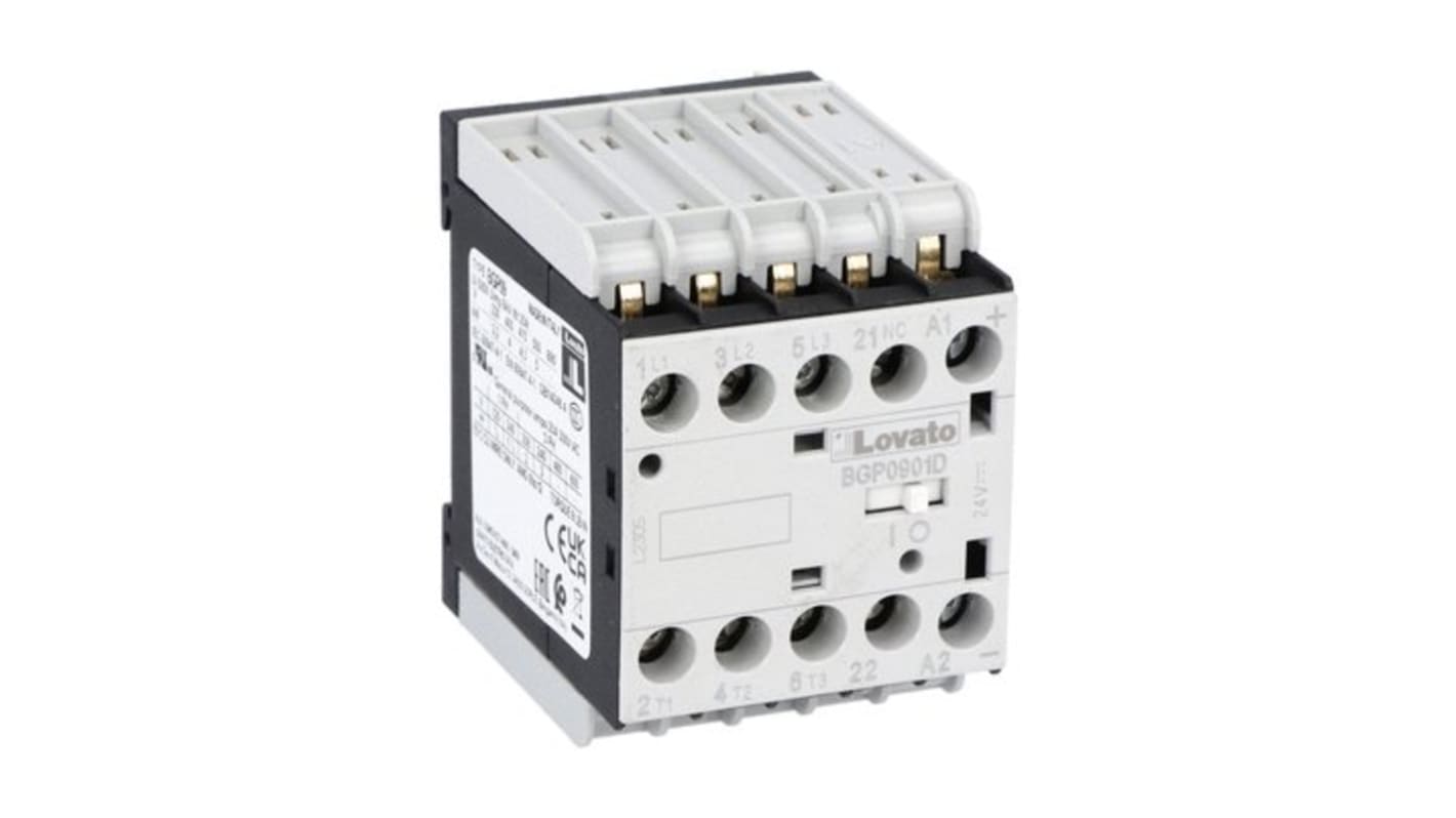 11BGP0901D220 | Lovato BGP09 Contactor, 220 V dc Coil, 3-Pole, 9 A, 22 ...