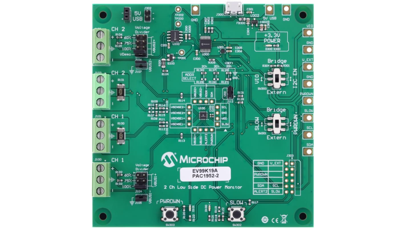 Microchip EV99K19A Evaluation Board for PAC1952 for MCP2221A | RS