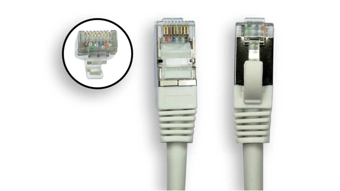 RS PRO Cat8 Straight Male RJ45 to Straight Male RJ45 Cat8 Cable, S/FTP ...