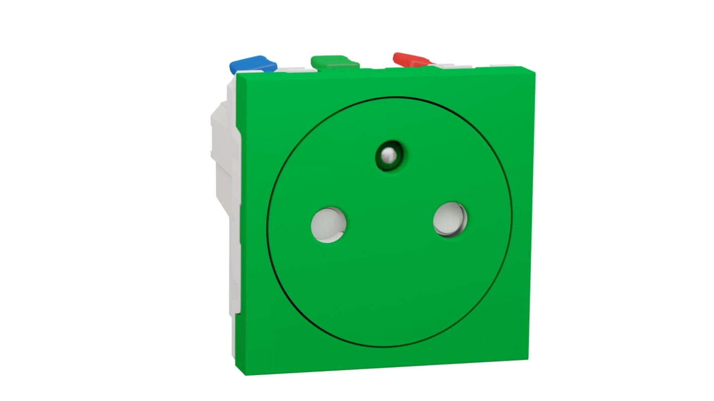 NU305206 | Schneider Electric, New Unica IP4X Green Flush Mount 2P+E ...