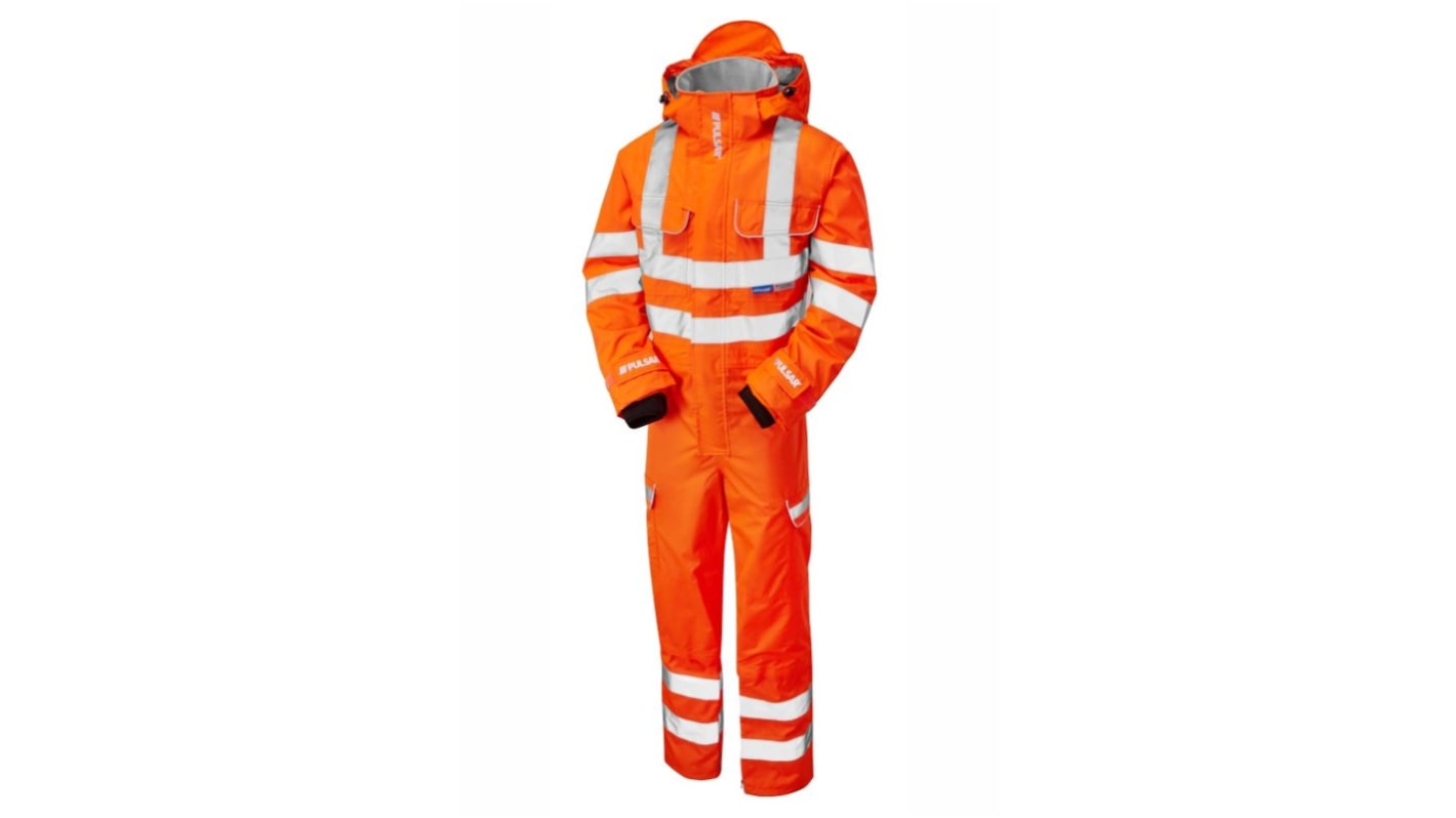 PR505-ORG-L | PULSAR Orange Reusable Hi Vis Overalls, L | RS