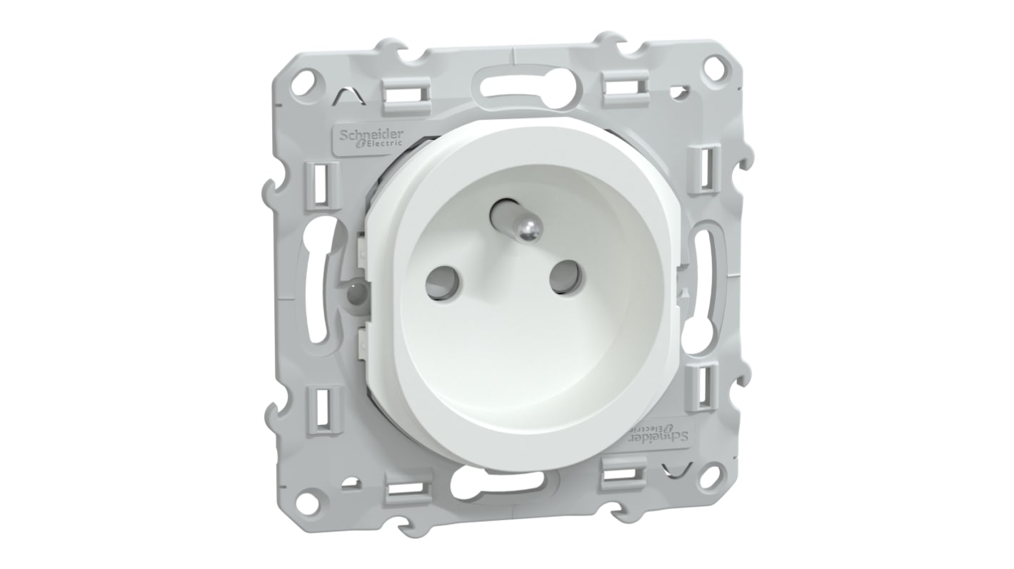 S320059 | Schneider Electric White 1 Gang Plug Socket, 2 Poles, 16A ...