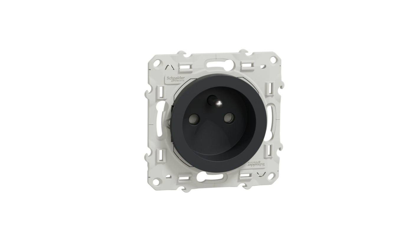 S540059 | Schneider Electric Anthracite 1 Gang Plug Socket, 2 Poles ...