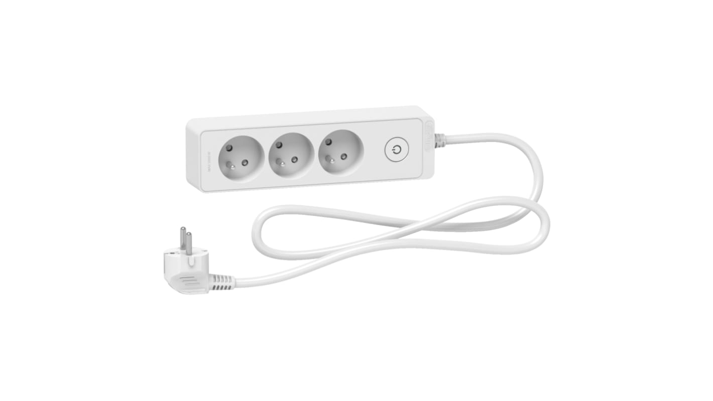ST9331W | French 2P 3 Gang Trailing Socket, 1.5m Cable, 16A, 250 V | RS