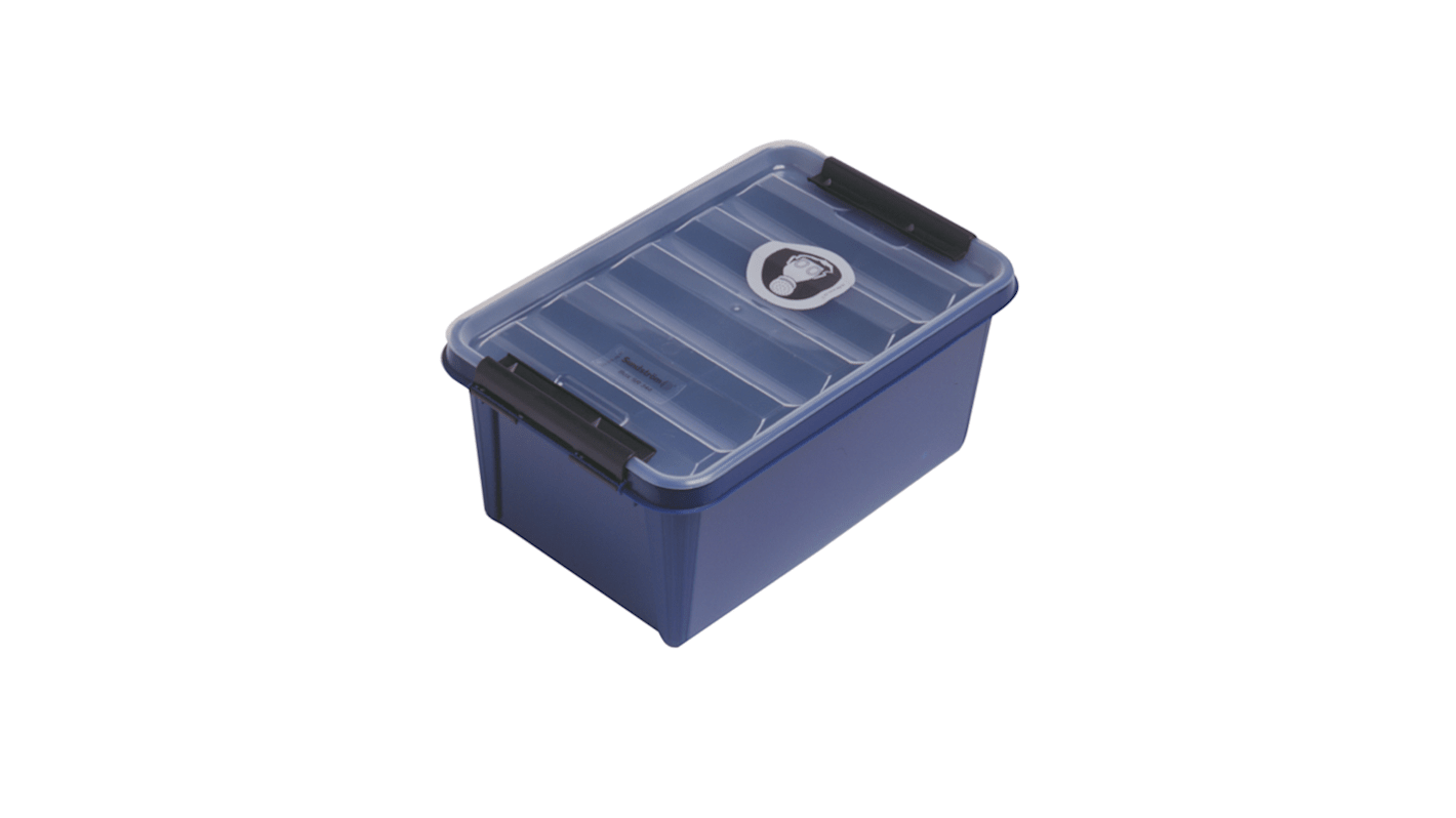 T01-1214 | Sundstrom 8L Black, Blue Polypropylene Large Storage Box ...