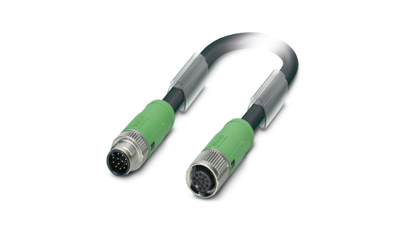 1404940 | Phoenix Contact Straight Male 12 way M12 to Straight Female ...