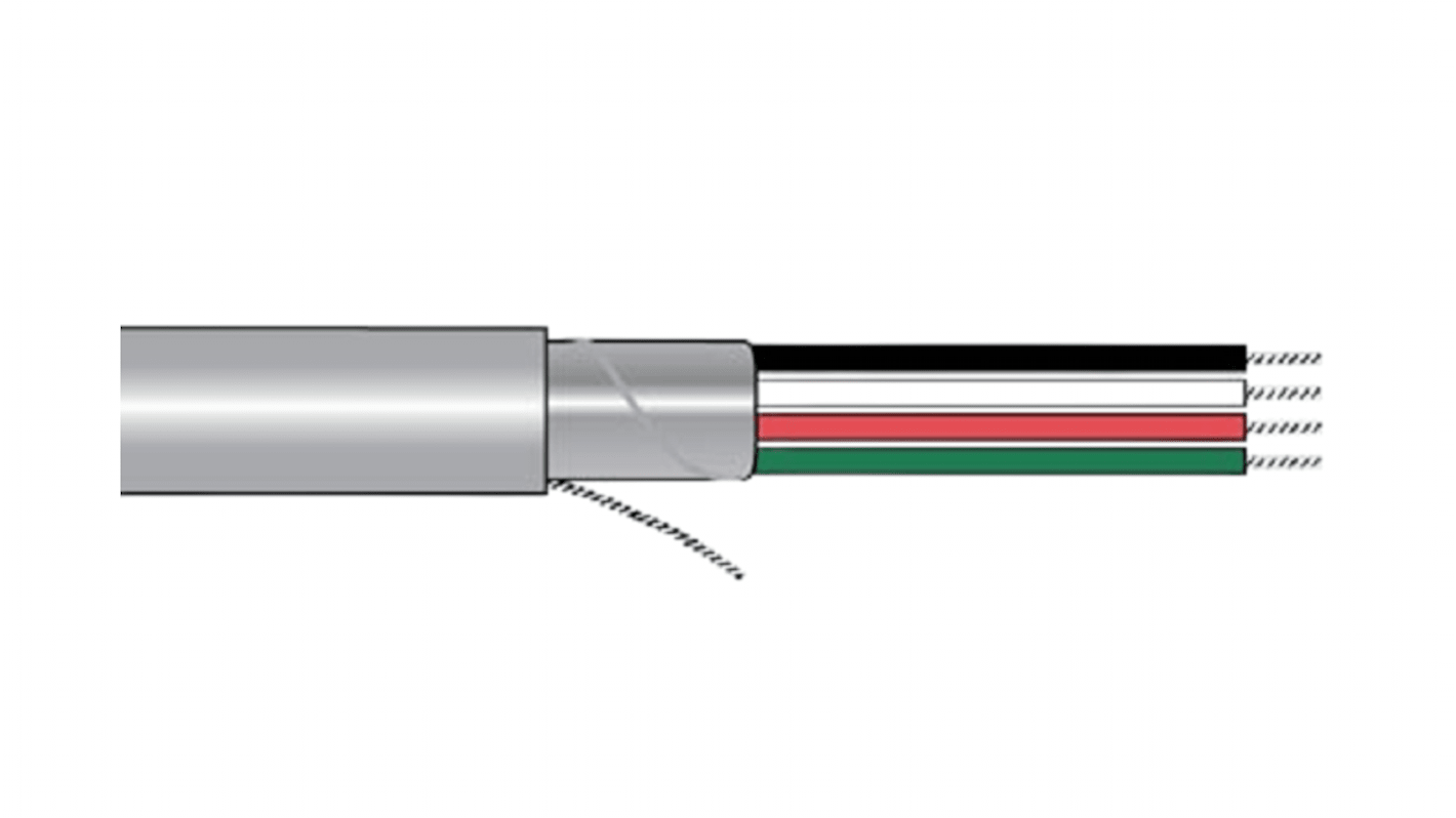 6300/4 SL005 | Alpha Wire 4 Core Power Cable, 100ft Armoured, Grey ...