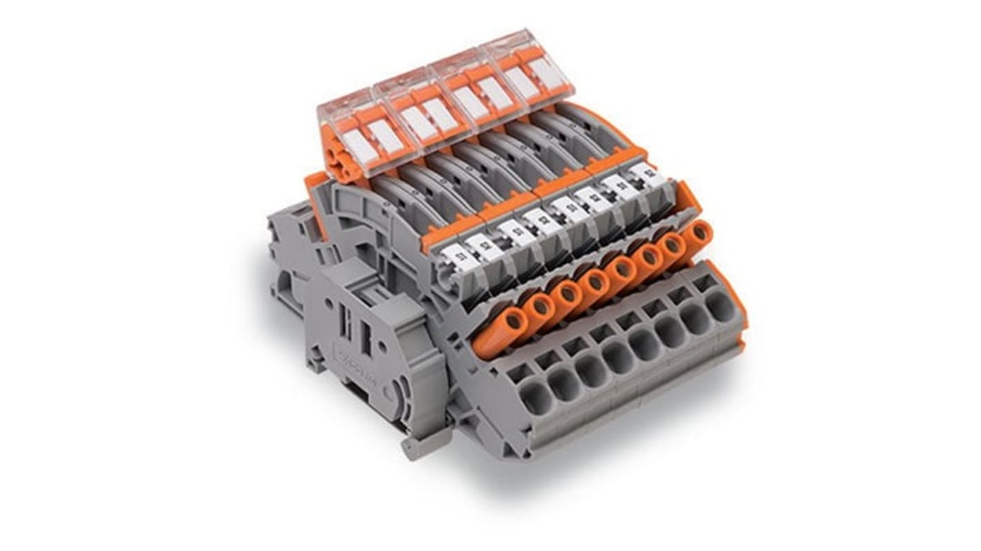 2007-8877 | Wago TOPJOB S Series Grey, Orange DIN Rail Terminal Block ...