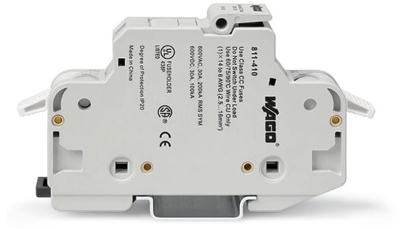 811-410 | Wago 30A Fuse Holder for 10 x 38mm Fuse, 1P, 600V ac | RS