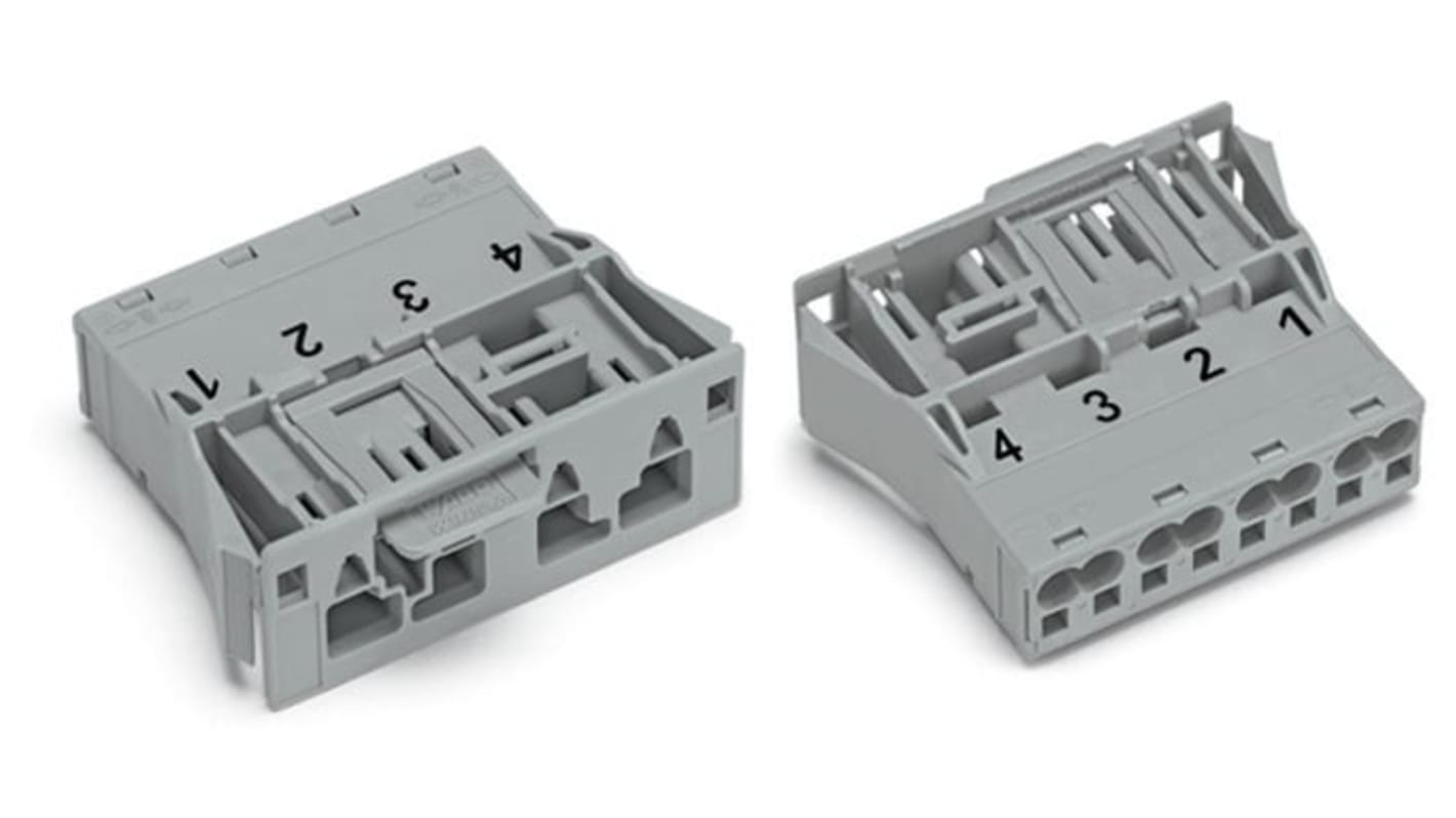 770-754 | Wago 770 Series Plug, 4-Pole, Snap-In, 25A, IP20 | RS