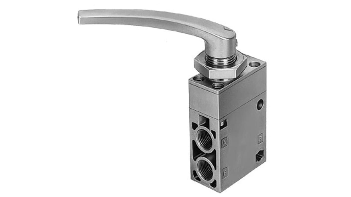 H-3-1/4-B | Festo Lever 3/2, Bistable Pneumatic Manual Control Valve H-3 Series, G 1/4, G 1/4 ...