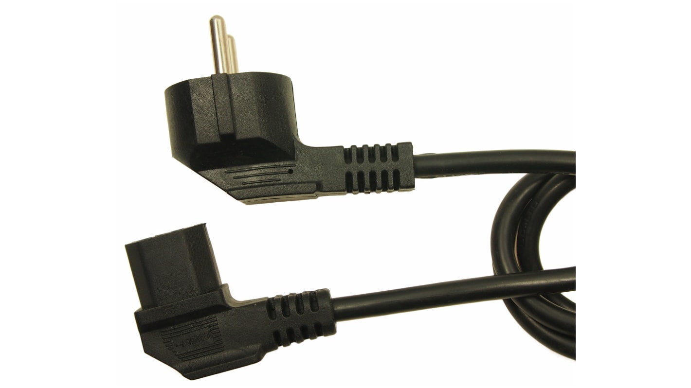 RS PRO Right Angle Type F German Schuko Plug to Right Angle IEC C13 ...