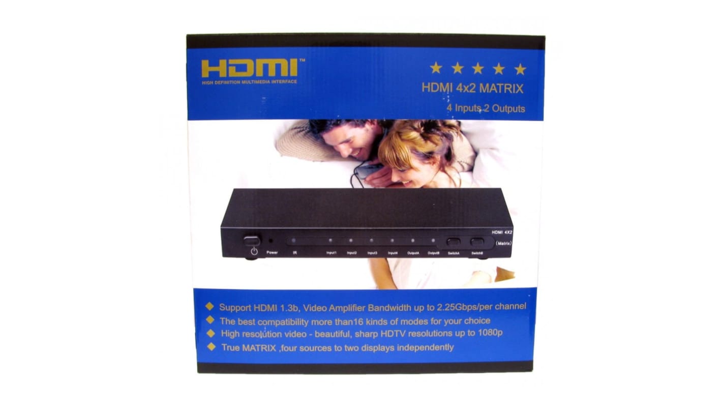 HD-SMX404 | NewLink 4 Port 4 Input 4 Output HDMI Matrix Switch 1080 | RS