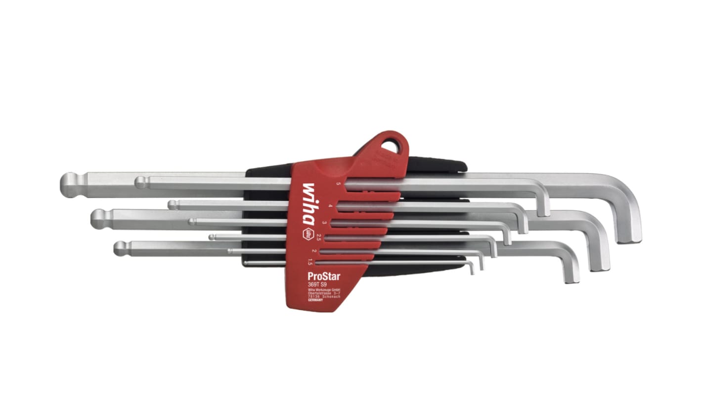 35481 | Wiha 9-Piece Hex Key Set, 1.5 → 10 Size, L Shape, Short Arm | RS