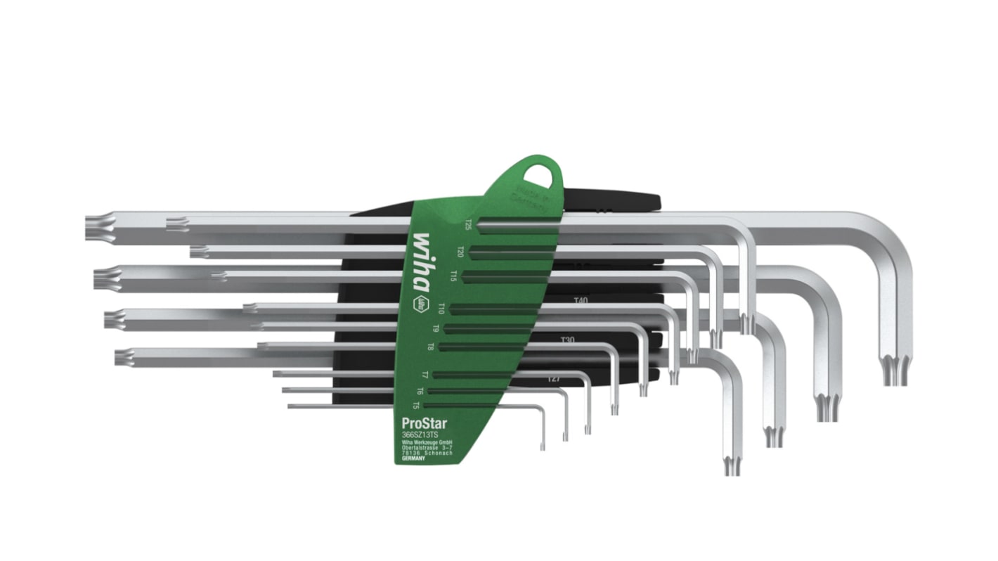 39104 | Wiha 13-Piece Torx Key Set, T5 to T50 Size, L Shape, Long Arm | RS
