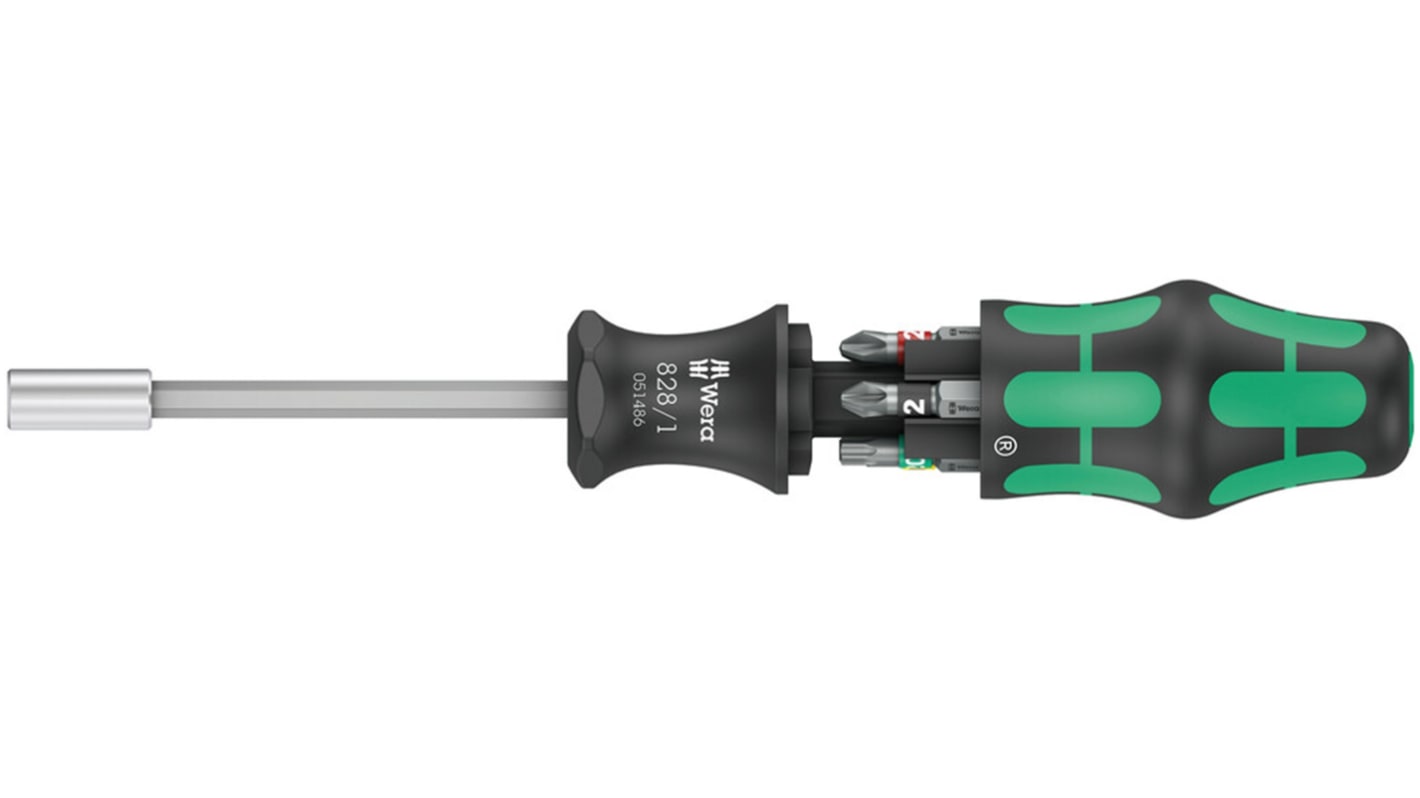 05051510001 | Wera Hex, Phillips, Pozidriv, Slotted, Torx Bit Holder Screwdriver, 7-Piece | RS