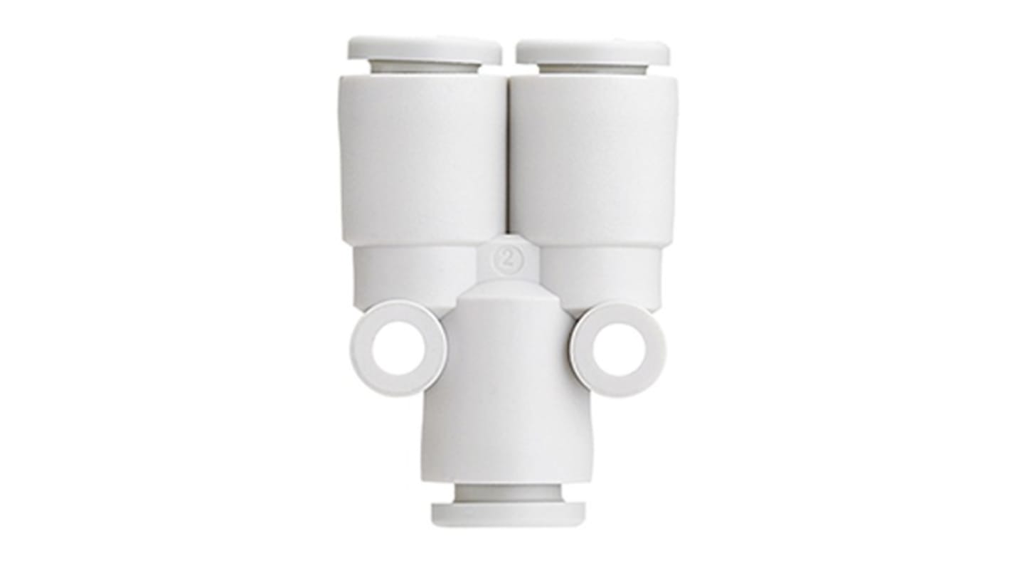 KQ2U06-00A | SMC KQ2 Series Union Y, Push In 6 mm to Push In 6 mm, Tube-to-Tube Connection Style ...