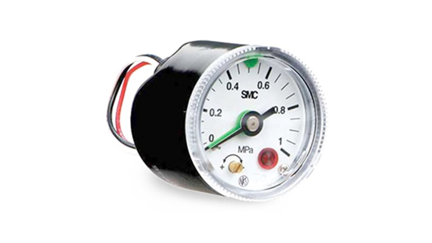 SMC R 1/8 Analogue Pressure Gauge 1MPa Back Entry, GP46-10-01-Q, 0MPa ...