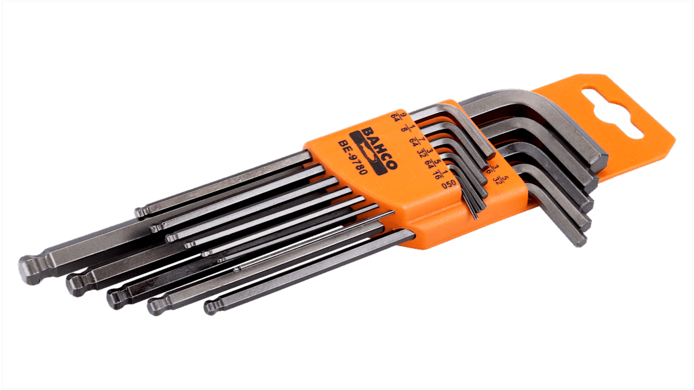 BE-9780 | Bahco 12 piece L Shape Imperial Hex Key Set, 0.05 in, 1/4 in ...