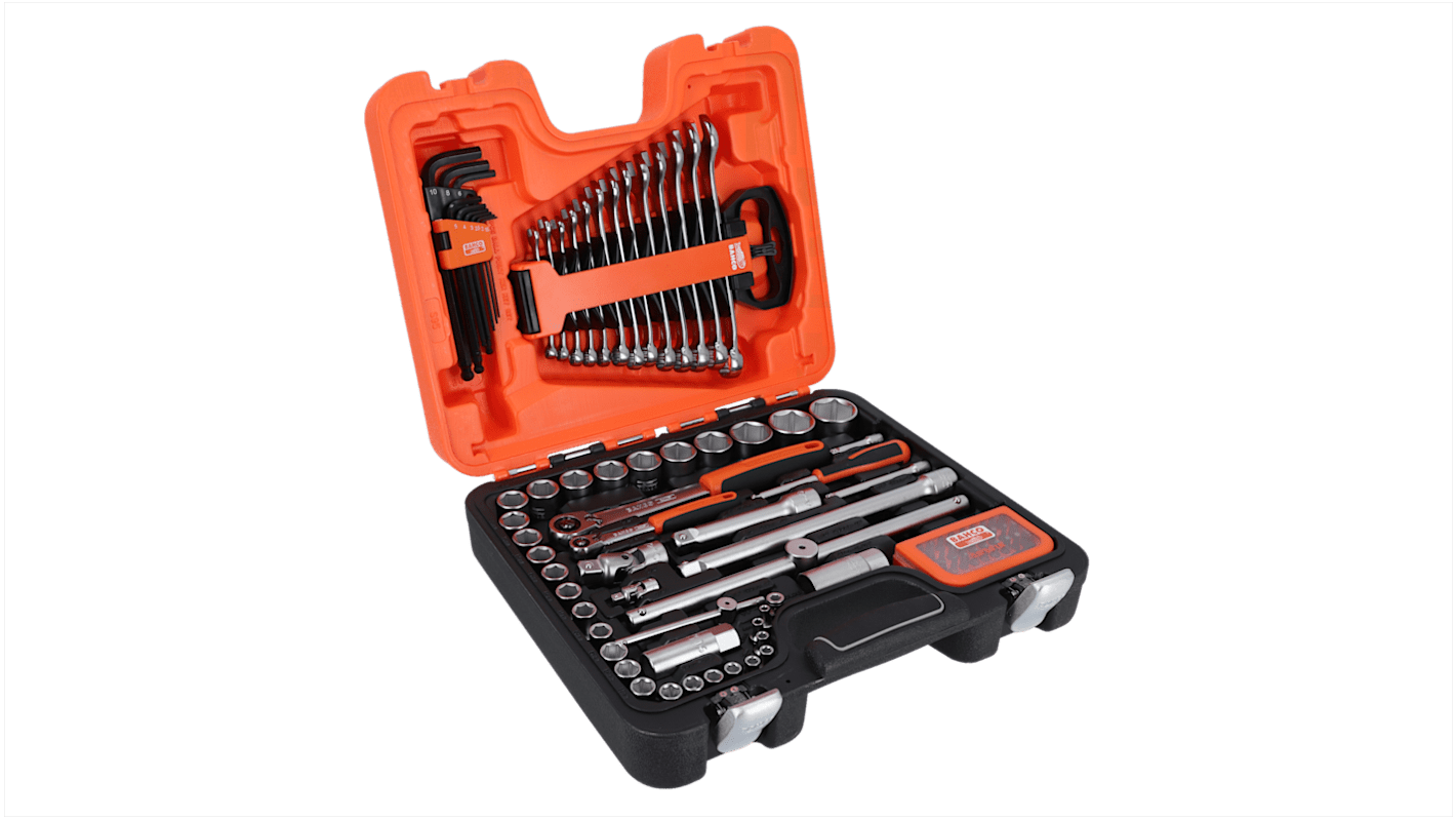 S95 | Bahco 96-Piece Imperial 1/2 in, 1/4 in Bit Socket Set with ...