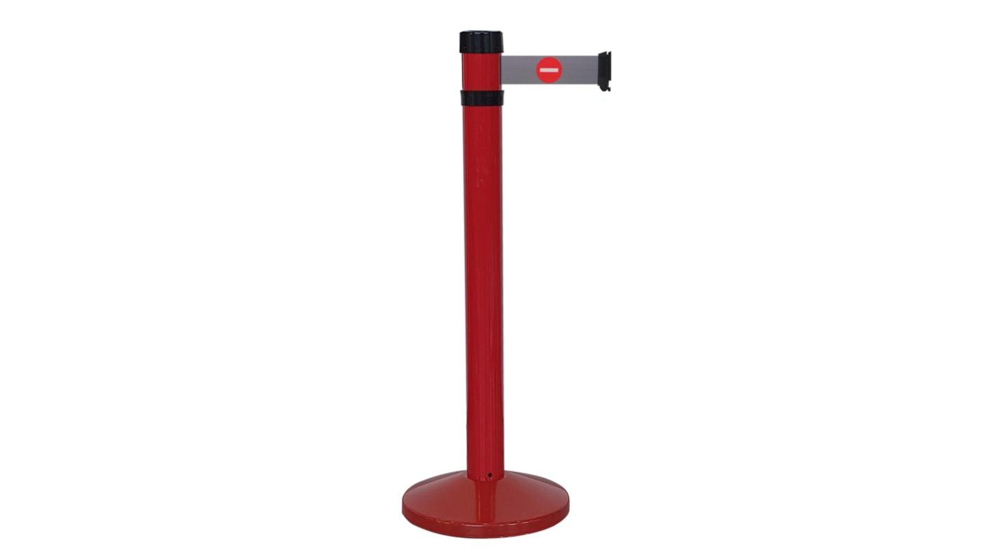 RS4ROENT | Viso Red Aluminium Retractable Barrier, 4m, Grey Tape | RS