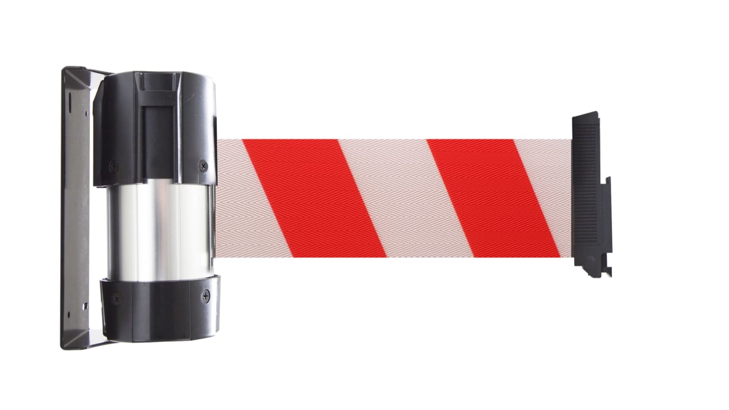 RW410RB | Viso Red & White Steel Retractable Barrier, 4m, Red, White ...
