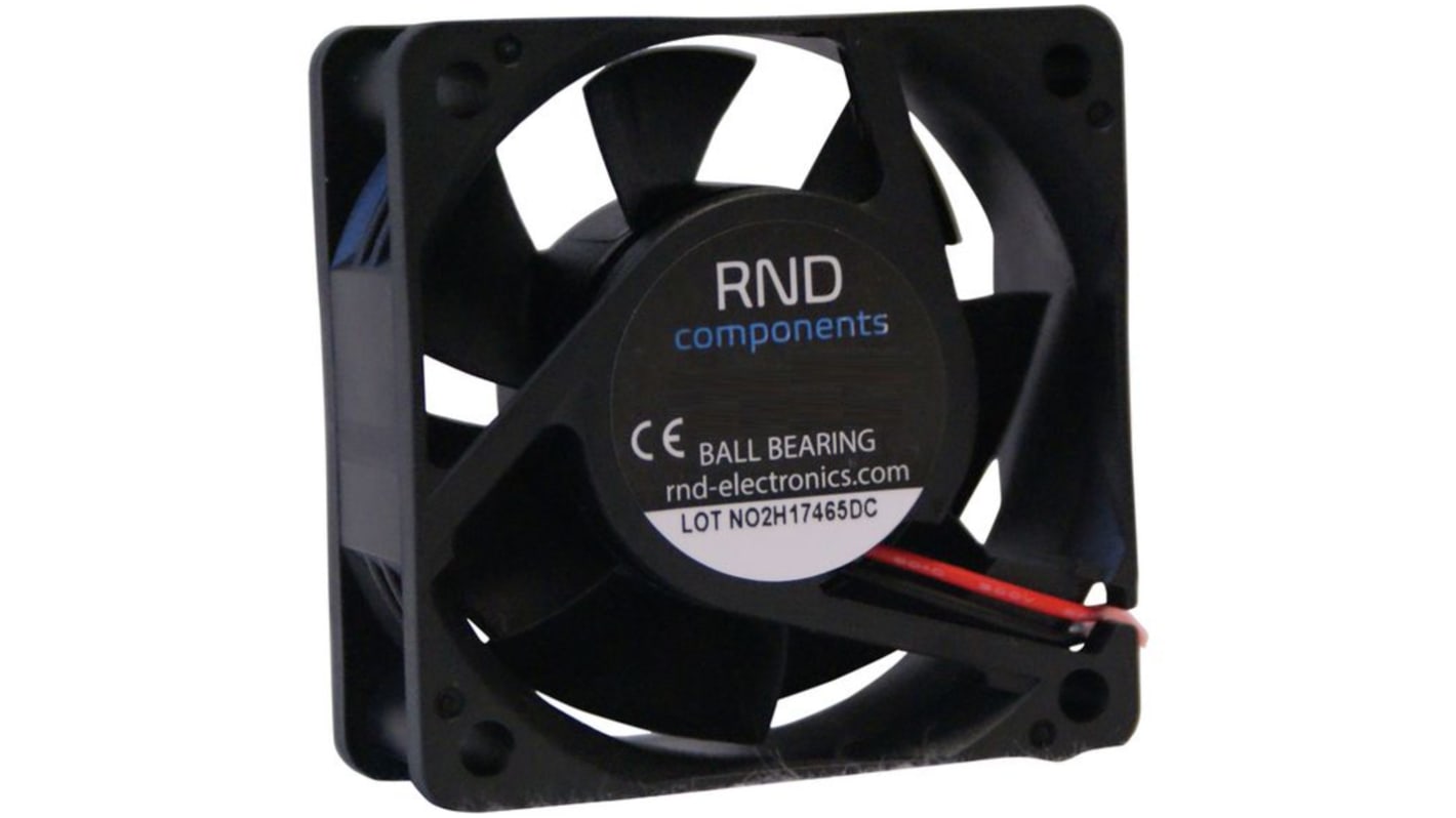 RND 460-00014 | RND Axial Fan, 12 V dc, dc Operation, 33.6cfm, 2.4W, 200mA Max, 60 x 60 x 25mm | RS