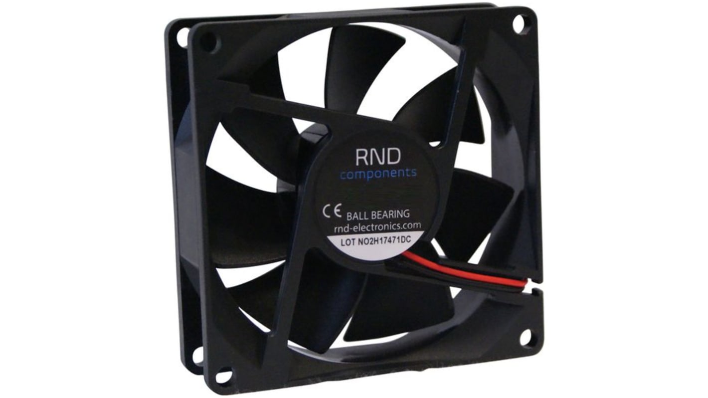 RND 460-00028 | RND Axial Fan, 24 V dc, dc Operation, 46.14cfm, 3.84W, 160mA Max, 80 x 80 x 25mm ...