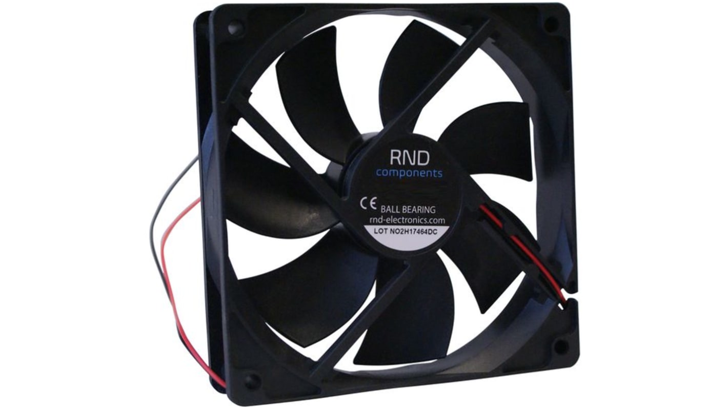 RND 460-00033 | RND Axial Fan, 12 V dc, dc Operation, 85.5cfm, 3.36W, 280mA Max, 120 x 120 x ...
