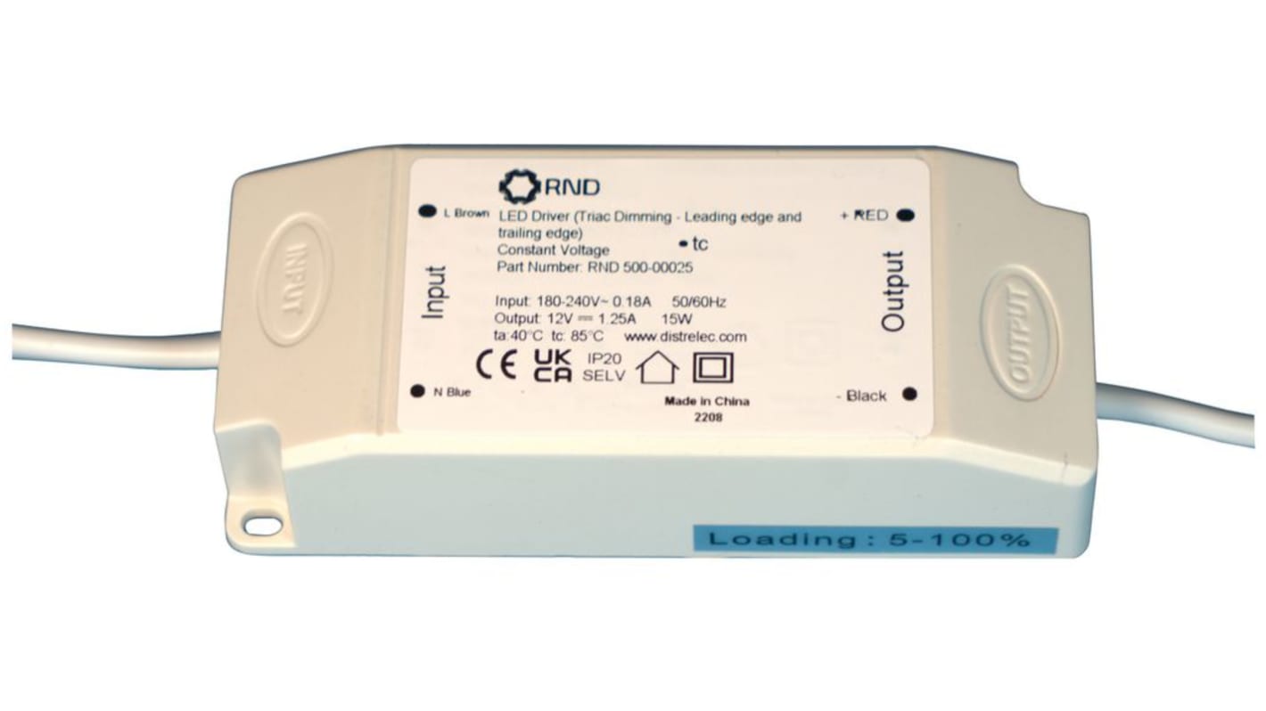 RND 500-00026 | Triac Dimmable CV LED Driver 15W 24V | RS