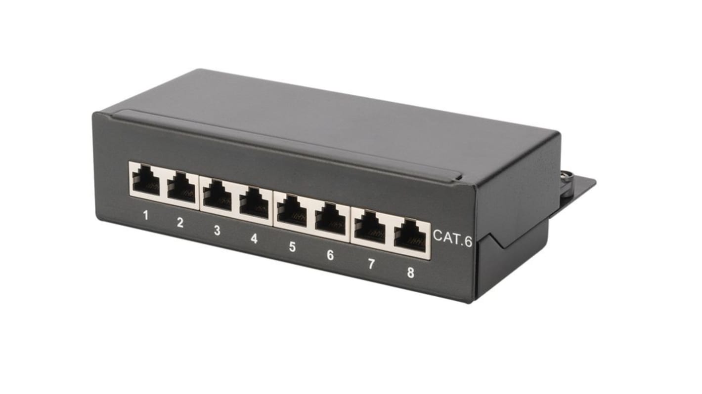 DN-91608SD | Digitus Cat6 8 Port RJ45 RJ Patch Panel Black | RS