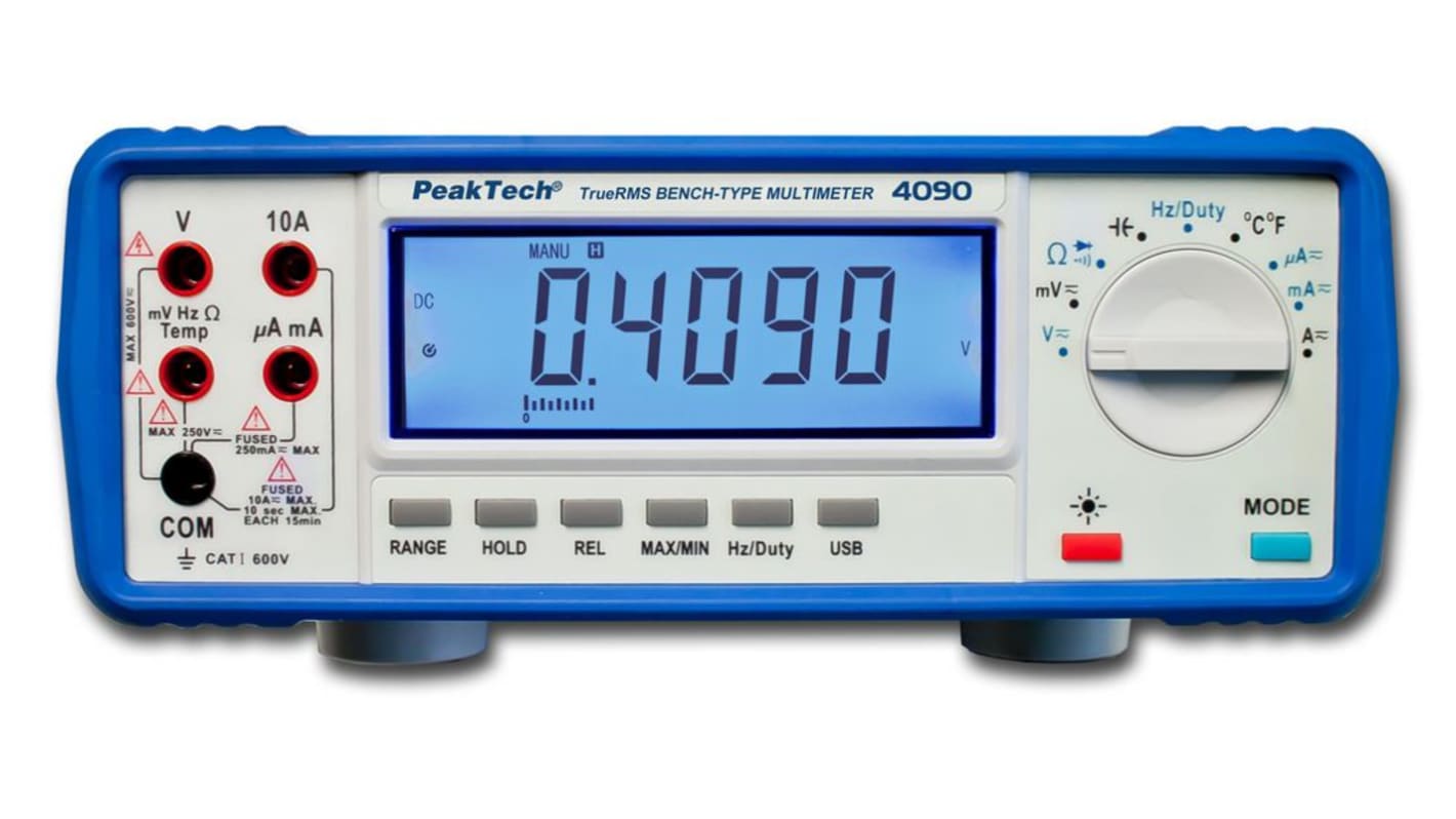 PeakTech P4090 Bench Digital Multimeter, 10A ac Max, 10A dc Max, 600V ...