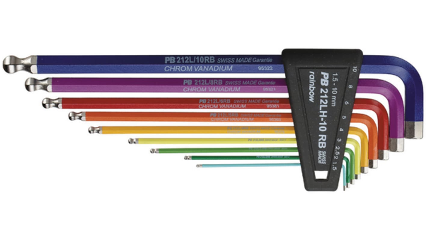 PB 212LH10 RB SET 1.5...10 | PB SWISS TOOLS 9 piece L Shape Metric Hex ...
