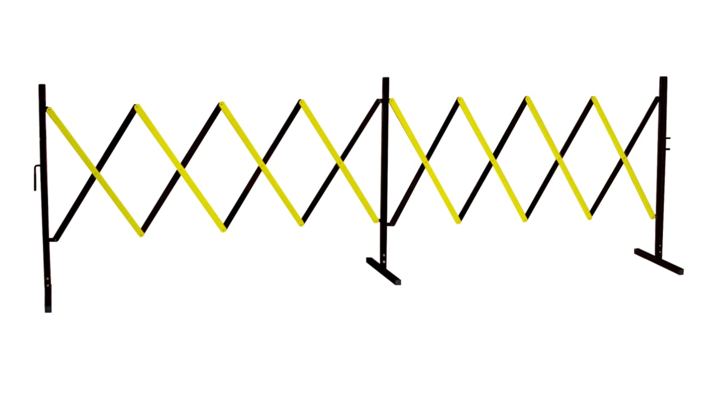 RS PRO Black/Yellow Steel Extendable Barrier | RS