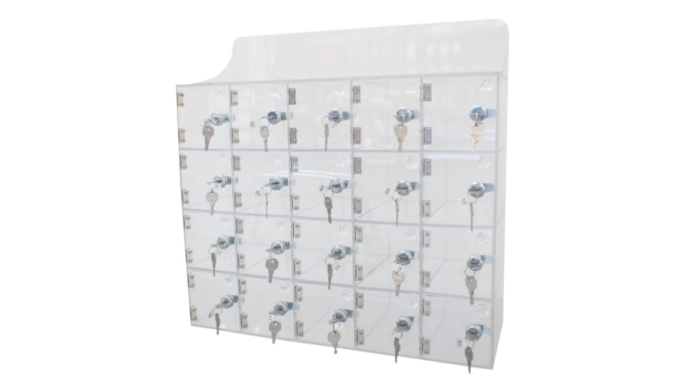 RS PRO 20 Door PMMA Transparent Locker, 420 mm x 525 mm x 180mm | RS