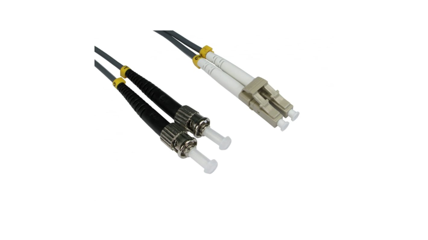 RS PRO LC to ST Duplex Multi Mode OM1 Fibre Optic Cable, 3mm, Grey, 5m | RS