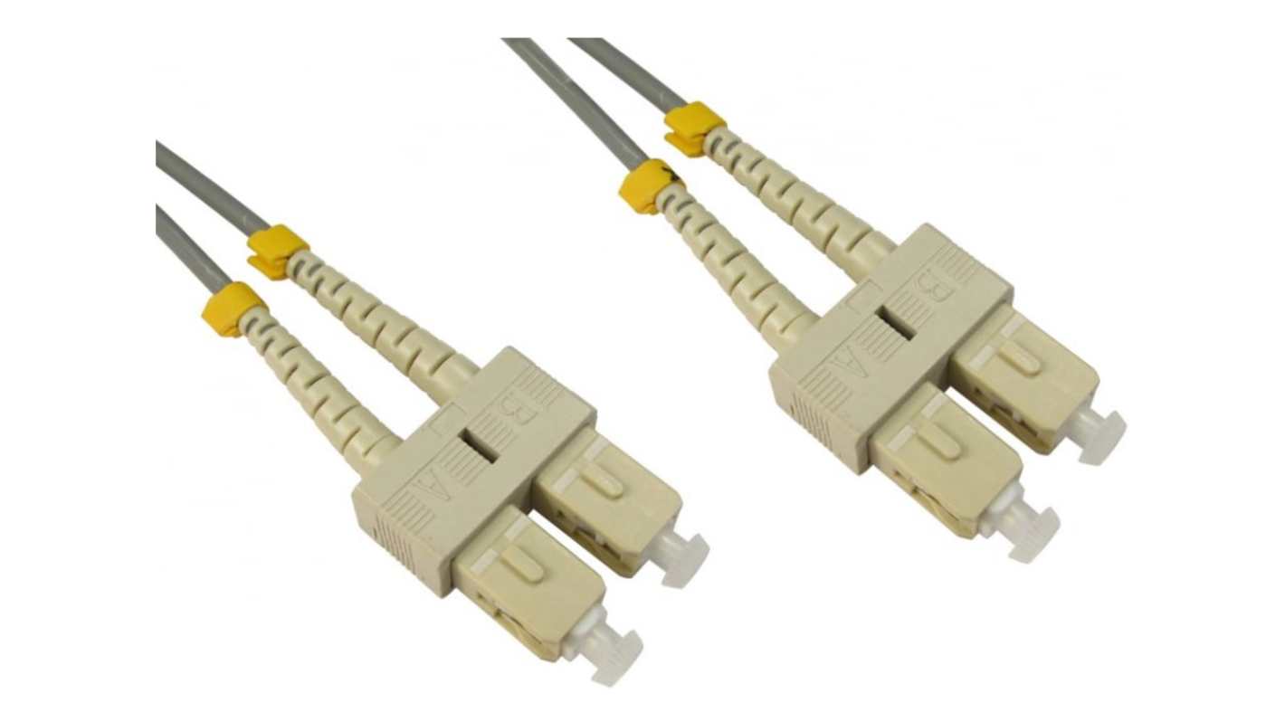 RS PRO SC to SC Duplex Multi Mode OM1 Fibre Optic Cable, 3mm, Grey, 5m | RS