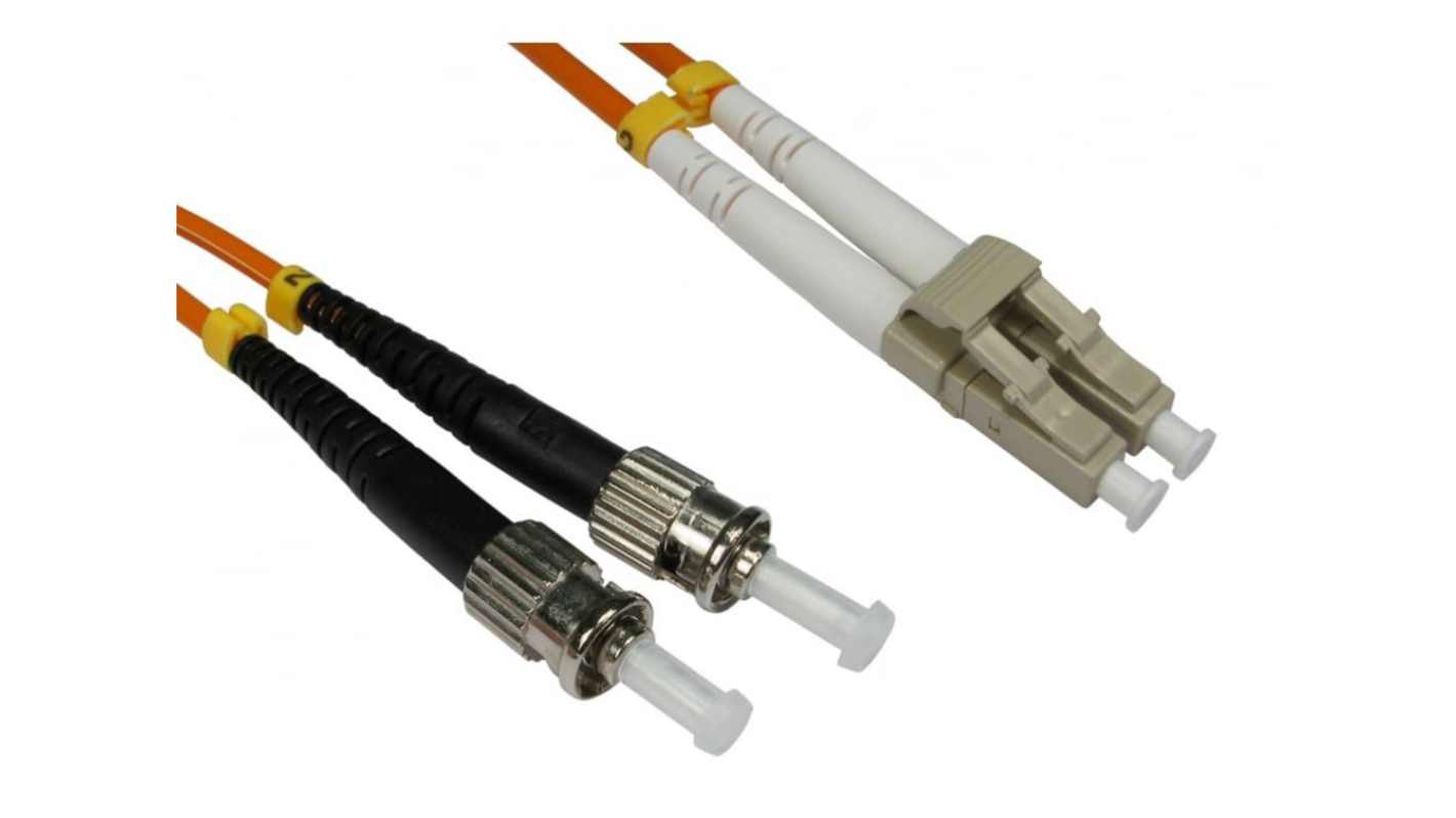 RS PRO LC to ST Duplex Multi Mode OM2 Fibre Optic Cable, 3mm, Orange ...