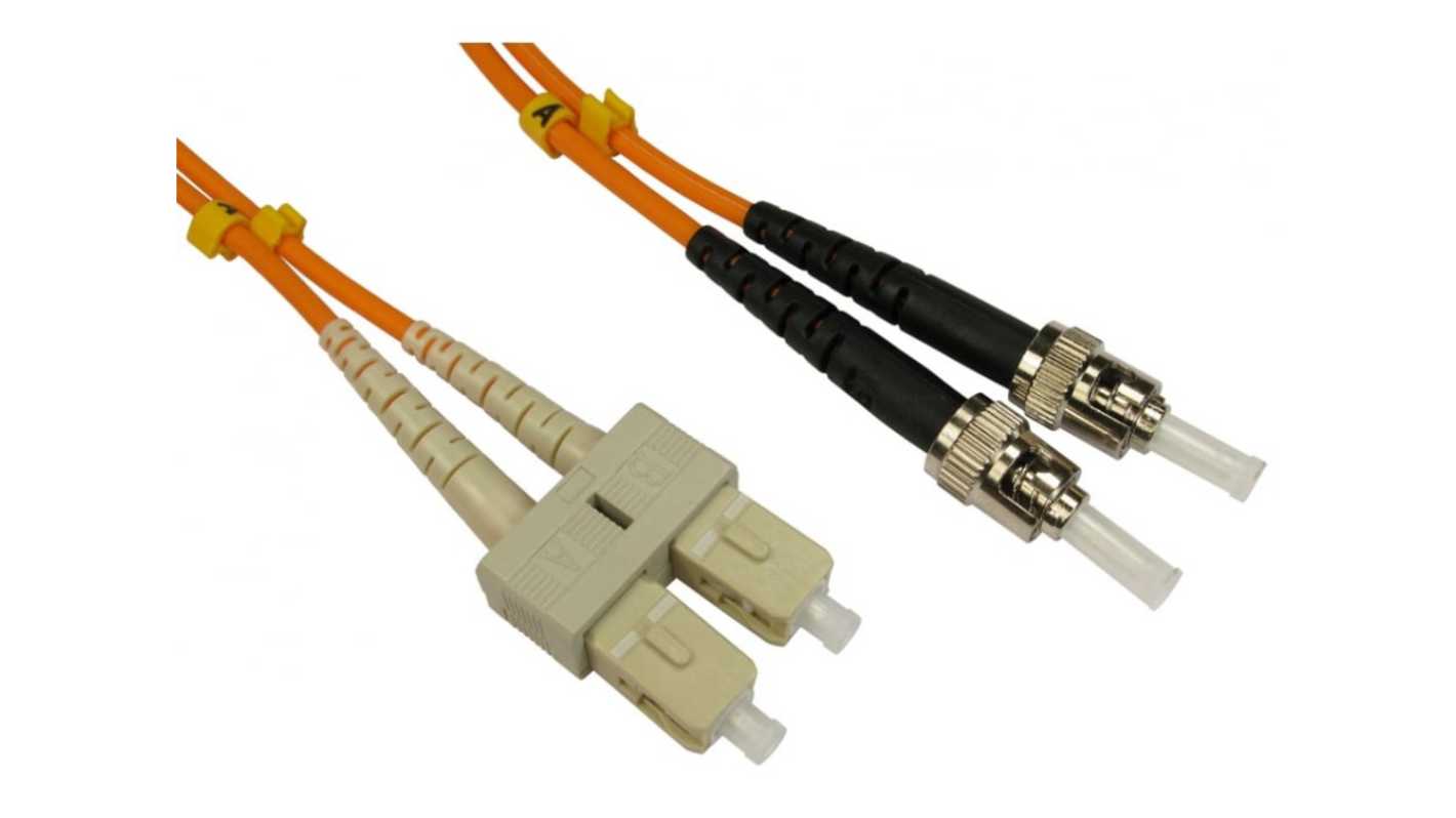 RS PRO ST to SC Duplex Multi Mode OM2 Fibre Optic Cable, 3mm, Orange ...
